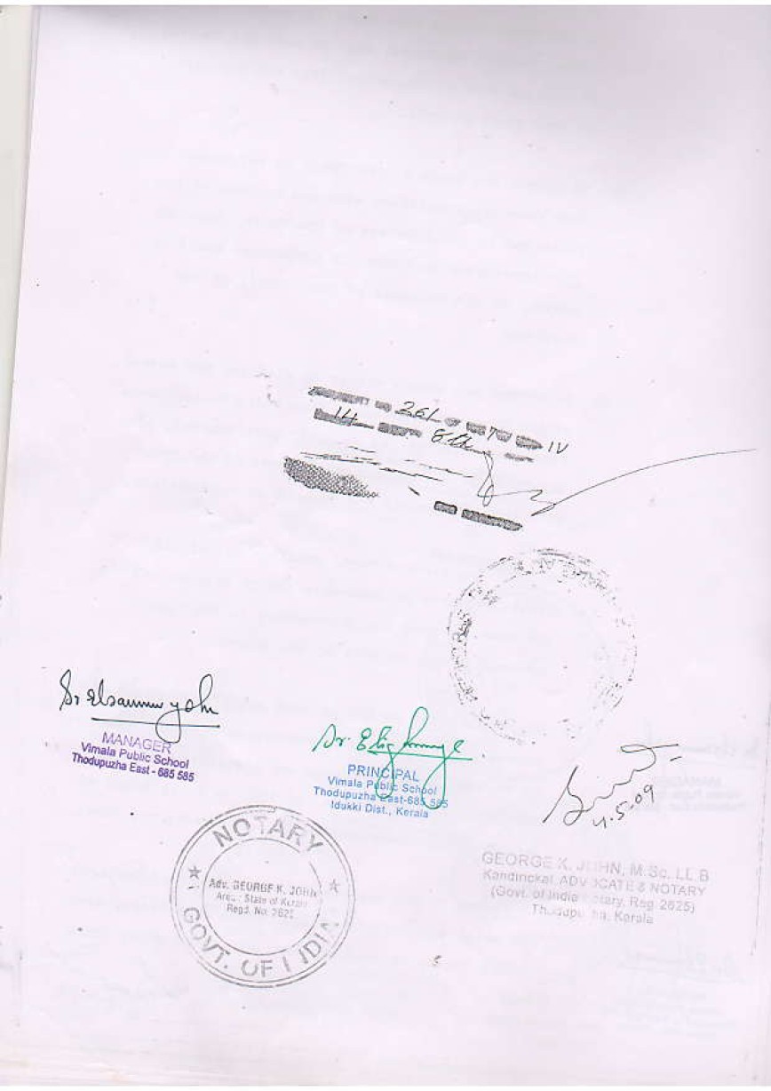 Trust Deed – Vimala Public School, Thodupuzha